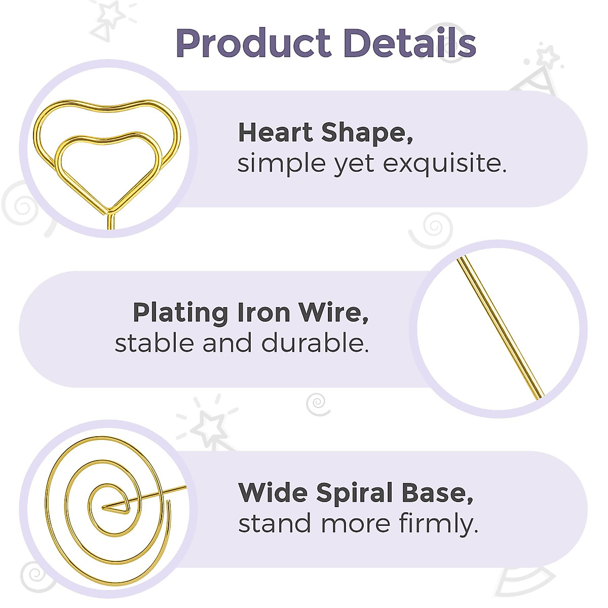 HomWanna Table Number Holders 10Pcs - 8.75 inch Heart Shaped Place Card Holder Tall Table Number Stands for Wedding Party Graduation Reception Restaurant Home Centerpiece Decoration Memo (Gold)