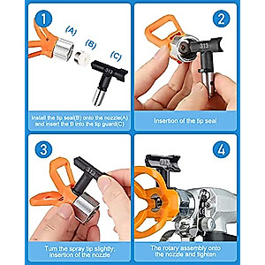 Spray Nozzle Spray tip Reversible Spray Tips Airless Paint Sprayer Nozzle Tips Airless Paint Spray Machine Parts for Homes Buildings Garden Decks Fences (5 Pieces - 211, 313, 415, 517, 623)