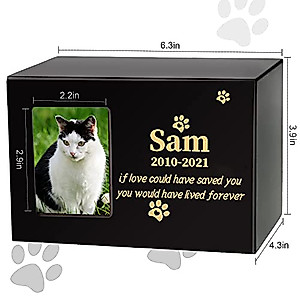 Custom Pet Urns for Dogs Ashes, Wood Personalized Cat Dogs Urns [Unique], Photo Box Pet Cremation Urn, Memorial Urns for Ashes with Delicate, Keepsake Pet Urns for Cat Dogs Ashes(Black)