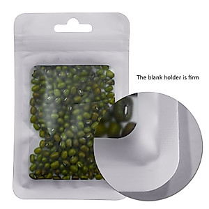 Auhafaly 200 Pieces Mylar Zip Lock Bags Aluminum Foil Bags, Flat Metallic Mylar Foil Flat ZipLock Food Storage Bags Pouch 7.5 x 12 cm/ 3 x 4.7 Inch (White)