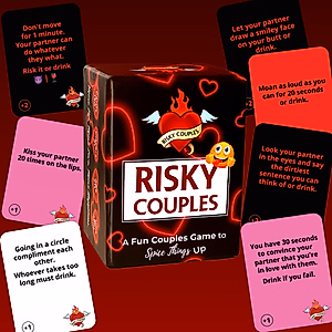 RISKY COUPLES - Super Fun Couples Game for Date Night: 150 Spicy Dares & Questions for Your Partner. Romantic Anniversary & Valentines Gifts. Card Game for Couple