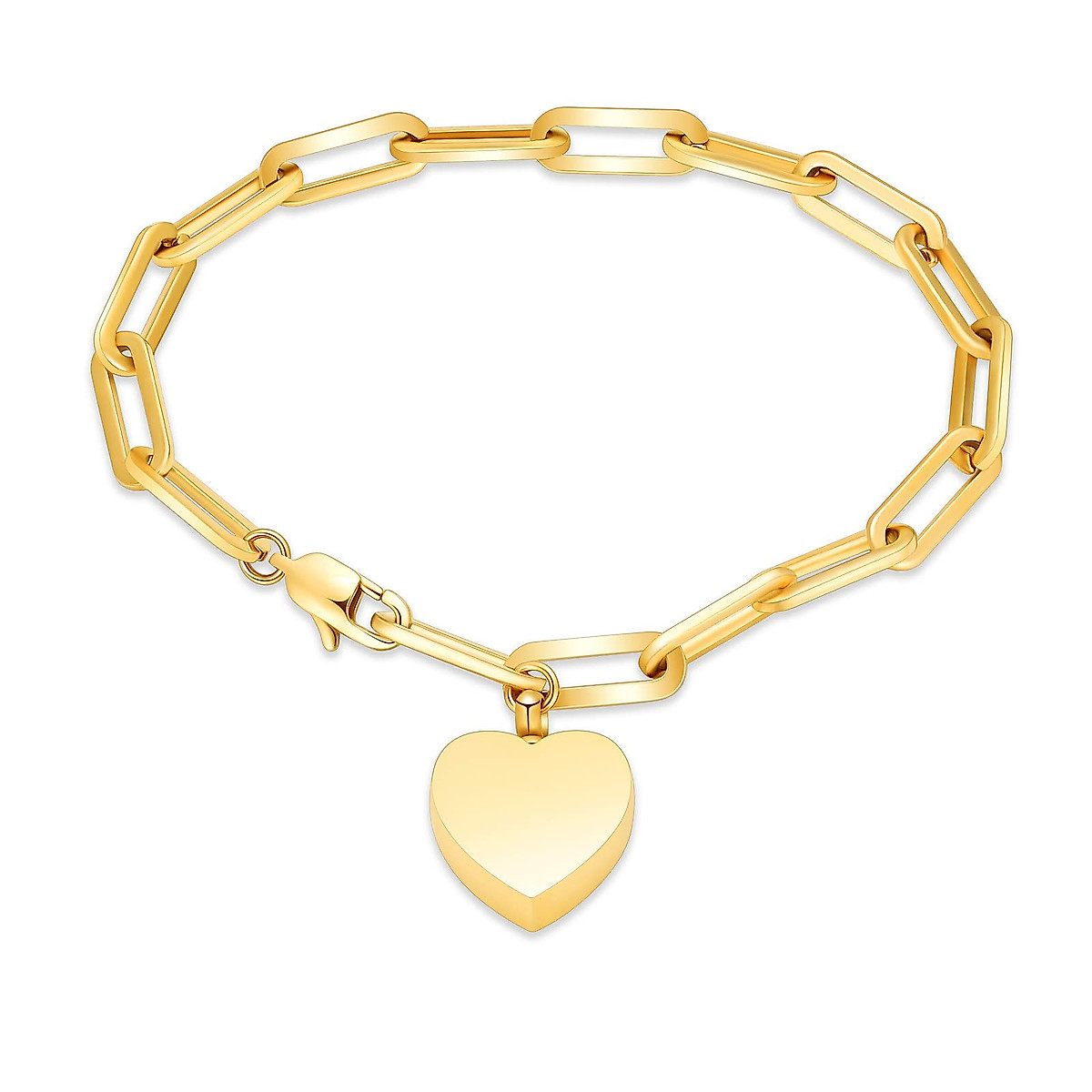 VCCWYQK Cremation Urn Bracelet Keepsake Jewelry, Stainless Steel Heart Memorial Urn Bracelet Bangle Cremation Keepsake Jewelry for Ashes (Gold)