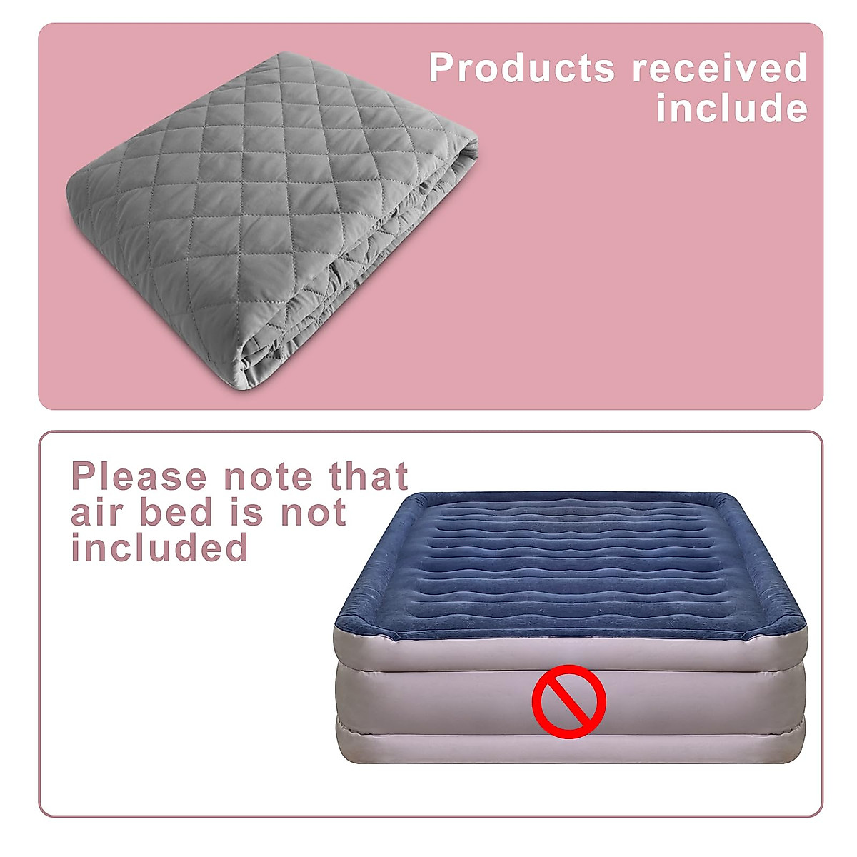 Bedecor Queen Air Mattress Pad Waterproof Mattress Topper Quilted, Air Bed Mattress Protector Heavy Absorbent Grey Breathable & Noiseless Mattress Cover Fitted Style Deep Pocket Up to 18"