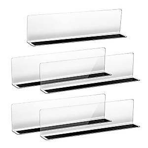 ULTECHNOVO Clear Shelf Dividers, Plastic Shelf Divider- 5PCS Shelf Separator with Magnetic Side- Firmly Standing Clear Shelf Clapboard for Cabinets Shelf Store Goods