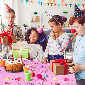 Fanfanwin 2 Pieces Candyland Plastic Tablecloth Candyland Party Decorations Candyland Table Cover Colorful Lollipop Table Covers for Candy Land Birthday Baby Shower Party Supplies