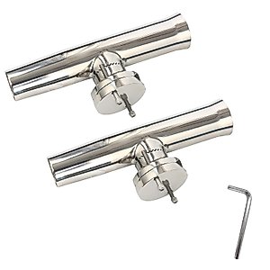 Amarine Made 2Pcs Fishing Rod Holder, Stainless Tournament Style Clamp on Rod Holder, Rail Mount Fishing Pole Holder for Rails 1-1/4" to 2"