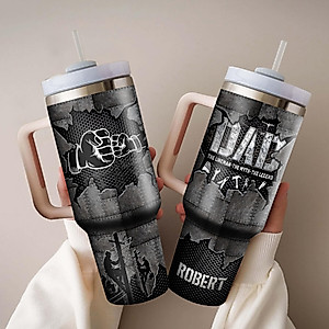 WAZONE Personalize Lineman 40oz Tumbler with Handle and Straw Lid Custom Name Vacuum Insulated Cup Travel Mug Stainless Steel Tumblers Gift Birthday Christmas Fathers Day for Lineworkers Father Dad