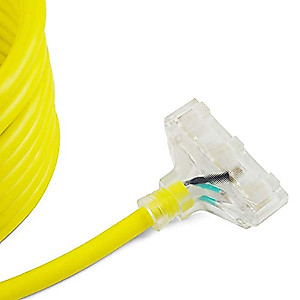 HENGYI L5-30P to Three NEMA 5-15R Heavy Duty Generator Cord,Extension Cord Adapter Plug,Generator Power 3750 Watts,Generator Locking Power Cord with UL Listed 30A 125V,Yellow,25TF