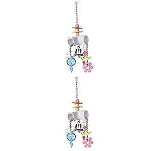 BCOATH 2pcs Parrots Birds and Chewing Conures Pet Cockatiels Flower Grinding Macaws Parakeets Pendant Biting Teeth Cage Resistant Cockatiel Small Tearing Chew Bird Bell Toys Hanging for