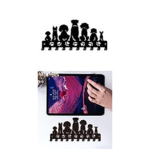 SUPERDANT Dog Back View Metal Key Hook Dgo Paw Print Key Holder wih 10 Hooks Decorative Key Organizer Wall Mounted Hooks Personalized Key Hanger for Entryway Key Belt Umbrella Dog Lover's Gift