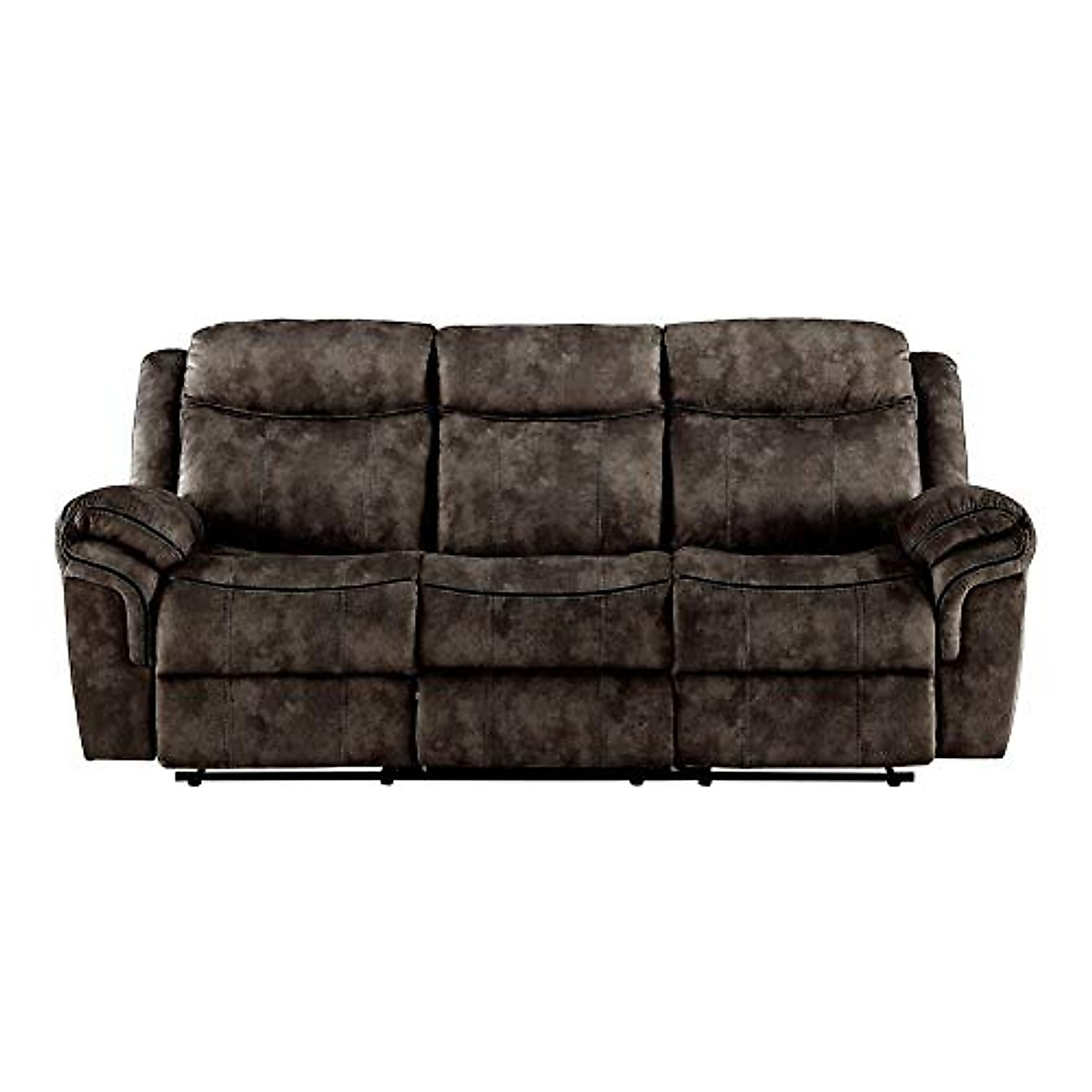 HABITRIO Reclining Sofa, Solid Wood Frame&Chocolate Velvet Upholstered 3-Seat Recliner Couch w/Back&Seat Cushion, Drop-Down Table w/USB Charging Dock, Middle Storage Drawer,Furniture for Living Room