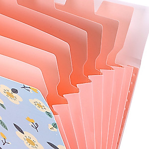 BTSKY Expanding File Folder- Floral A4 and Letter Size Archival File Holder Organizer, 8 Pockets (Blue)