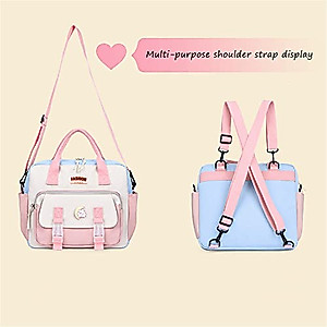 JELLYEA Kawaii Backpack Cute Tote Bag Girl School Crossbody Shoulder Bag with Kawaii Accessories Multi Purpose (Deep Pink)