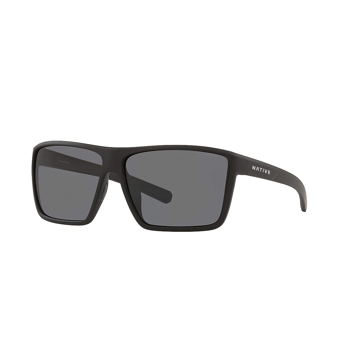 Native Eyewear Men's XD923 Wells XL Rectangular Sunglasses, Matte Black/Grey Polarized, 64 mm