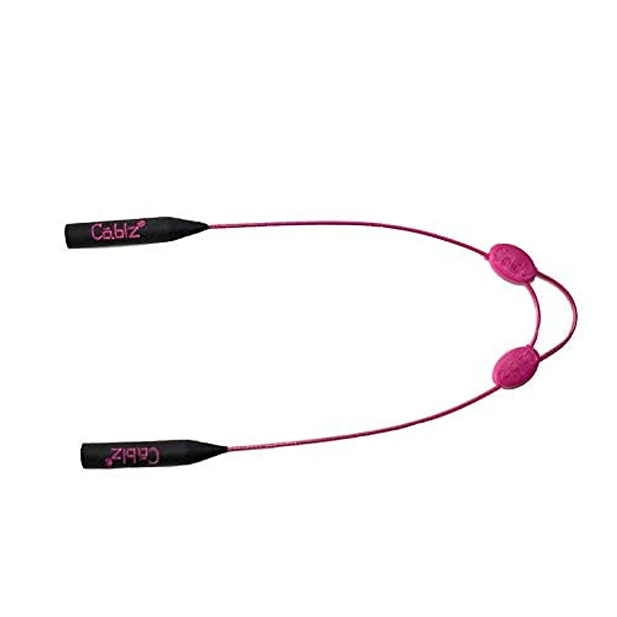 Cablz Colorz Zipz Adjustable Eyewear Retainer Strap | Lightweight, Low Profile, Coated Stainless, 14 Inch (Black/Pink)