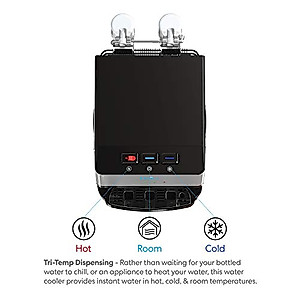 Brio Countertop Self Cleaning Bottle Less Water Cooler Dispenser with Filtration - Hot Cold and Room Temperature Water