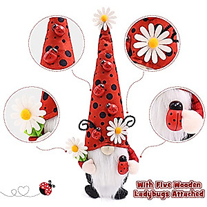 Upltowtme Ladybug Gnomes Ladybug Kitchen Tiered Tray Decor Ladybird Gnomes Plush Swedish Tomte Scandinavian Figurine Spring Summer Farmhouse Household Ornament