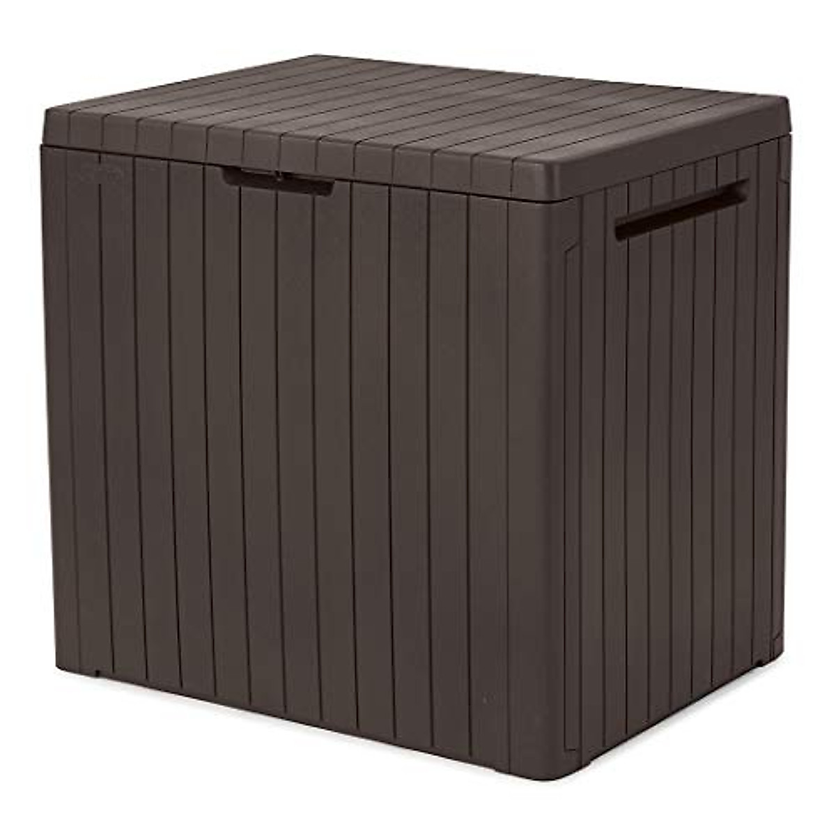 RubbermaidRubbermaid Vertical Resin Weather Resistant Outdoor Storage Shed, 2x2.5 ft, Olive and Sandstone & Keter City 30 Gallon Resin Deck Box for Patio Furniture, Pool Accessories, and Storage
