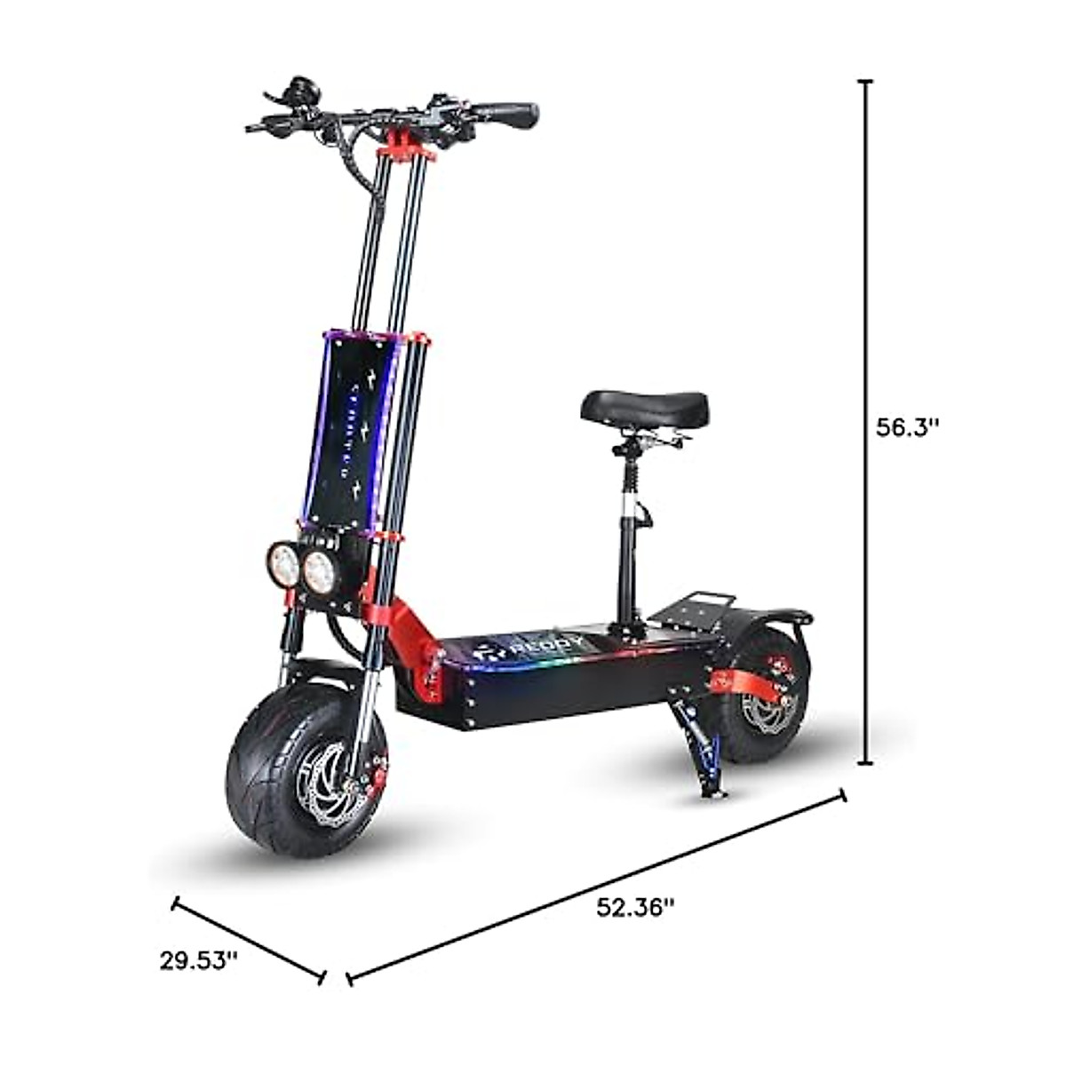 REDDYDY Electric Scooter, Max Speed 60MPH,Total Power 8000W,90 Mile Long Range Battery, 60V43AH Dual Drive, 13-inch Wheels, Portable Foldable, Off-Road Electric Scooter for Adults, black
