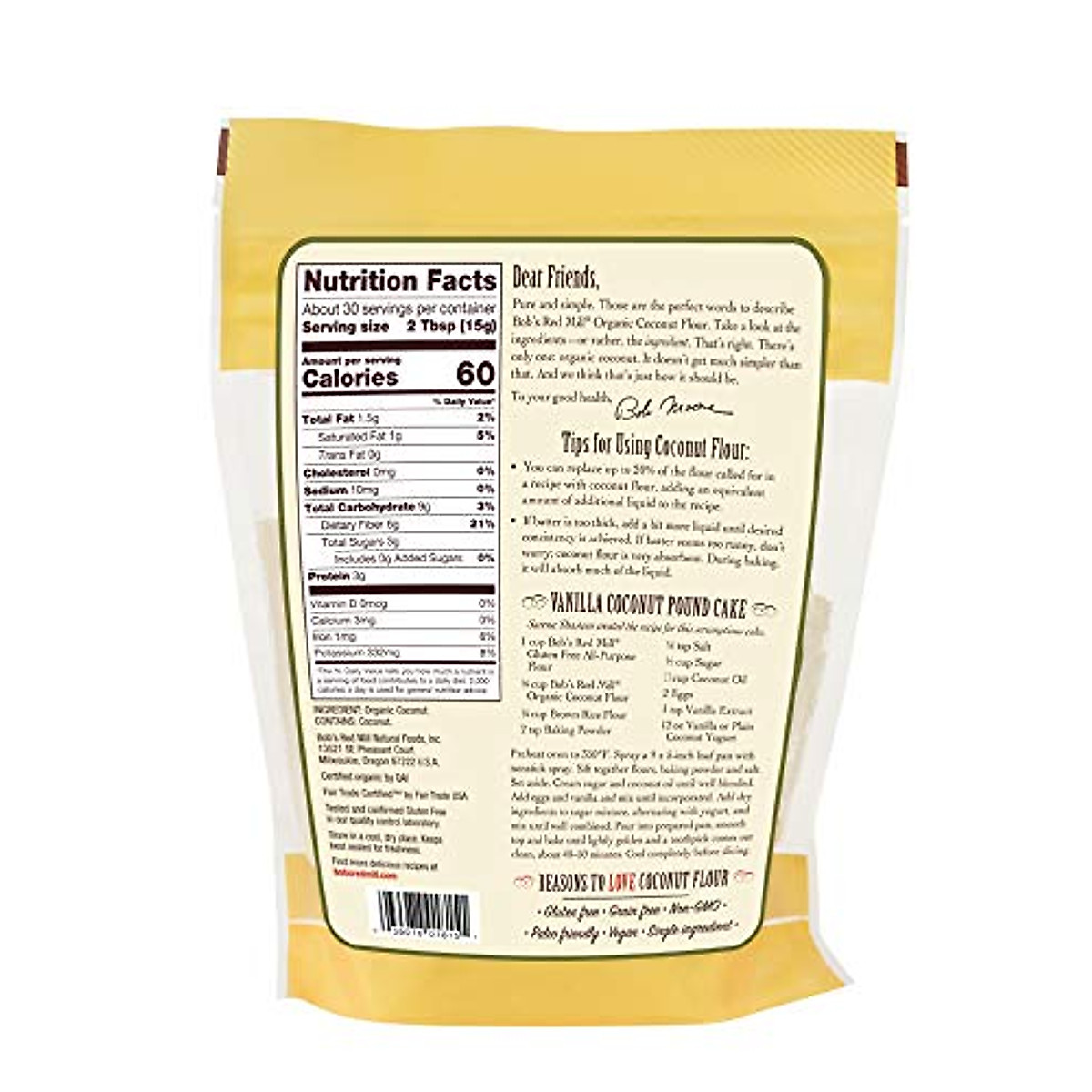 Bob's Red Mill Organic Coconut Flour, 16-ounce (Pack of 4)