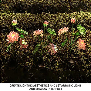 Lotus Solar Lamp, 2PC Solar Lotus Flower Lights, Solar Outdoor Lights Waterproof, Led Lotus Lamp for Pathway Garden Patio Yard Decoration, Solar Decorative Lights Unique Gifts for Mom Women (Pink)