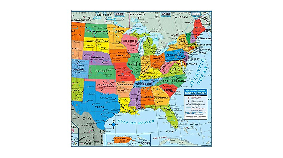 Superior Mapping Company United States Poster Size Wall Map 40 x 28 ...
