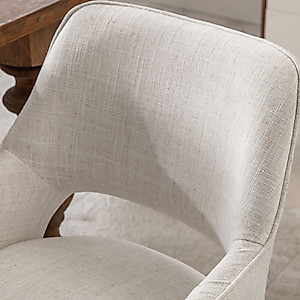 DM Furniture Linen Dining Chairs Set of 4 Upholstered Accent Chairs Side Chair with Wood Legs for Living Room/Dining Room/Bedroom/Restaurant, Cream