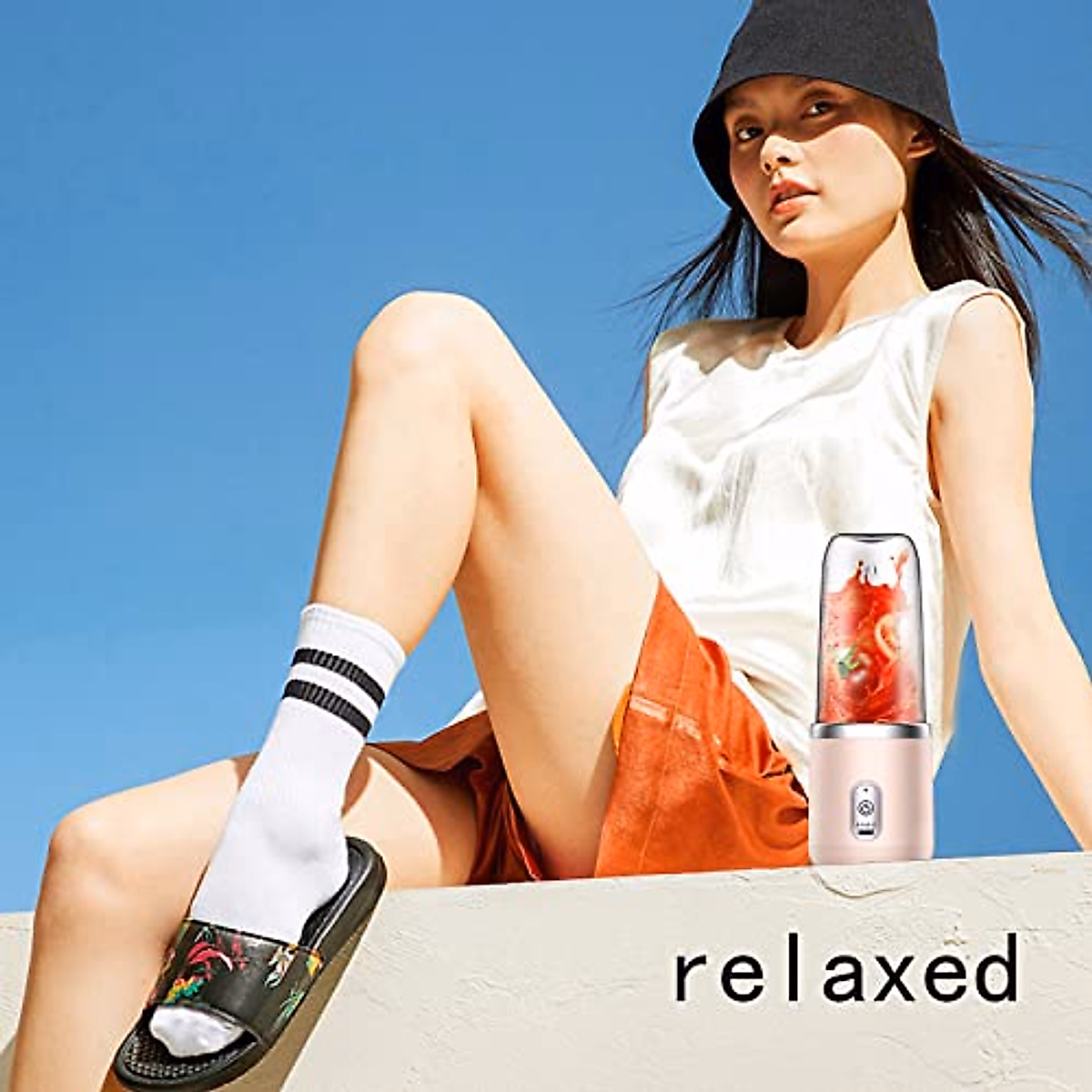 Portable Blenders, Personal Blender for Shakes and Smoothies, Fruit Juicer USB Rechargeable with 6 Blades, Handheld Blenders for Sports Travel and Outdoors (Pink)