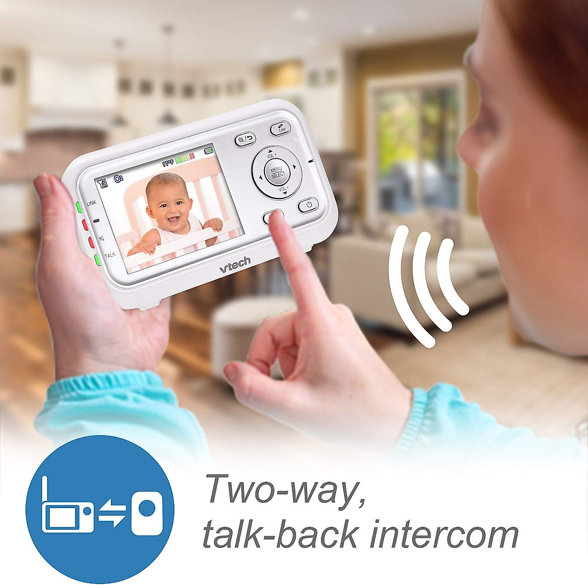 VTech VM3253 Video Monitor with 2.8" Auto On Screen, Invisible LED Infrared Night Vision, 2-Way Talk, Sound & Temperature Alert, Lullabies, Up to 1000ft Range, Plug&Play System with Wall-mount Bracket