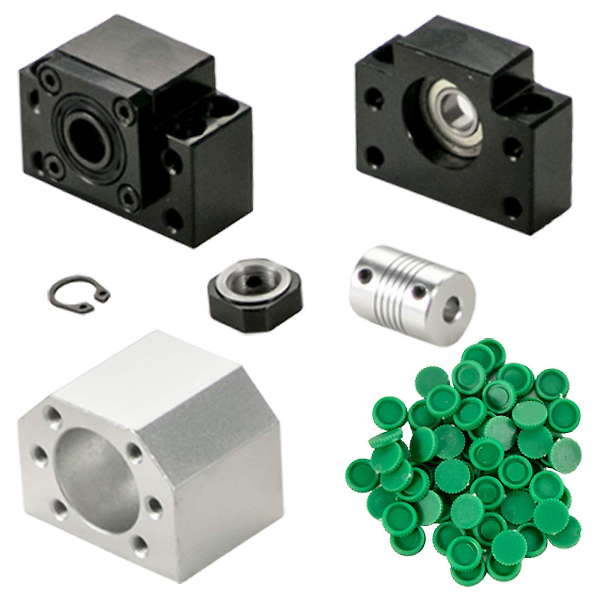 BestEquip Linear Guide Rail 2Pcs HGR20-1500mm Linear Slide Rail with 1Pcs RM1605-1500mm Ballscrew with BF12/BK12 Kit Linear Slide Rail Guide Rail Square for DIY CNC Routers Lathes Mills