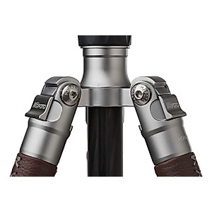 MeFoto RoadTrip Classic CF Leather Edition Lightweight 61.6" Carbon Fiber Tripod/Monopod, w/Case, Twist Locks, Dual Action Ballhead w/Arca Swiss Plate - Titanium (C1350Q1TL)