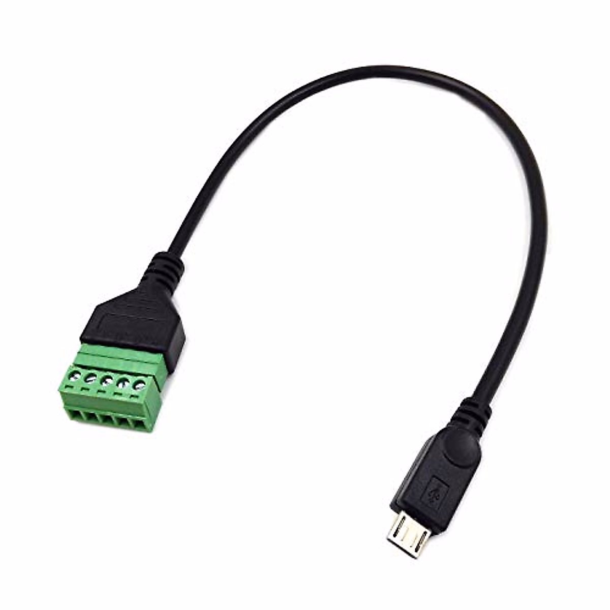 Poyiccot Micro USB Screw Terminal Block Connector, Micro USB Male to 5 Pin/Way Female Bolt Screw Shield terminals Pluggable Type Adapter Connector Cable 30cm(Micro USB Male)