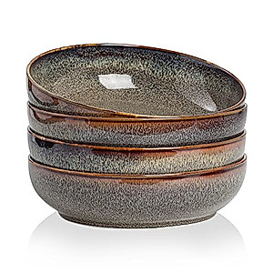 KYBSCZ 30oz Pasta bowls set - 8" serving bowls - salad bowls set of 4 - Large ceramic bowls - Dinner bowls - Microwave safe bowls