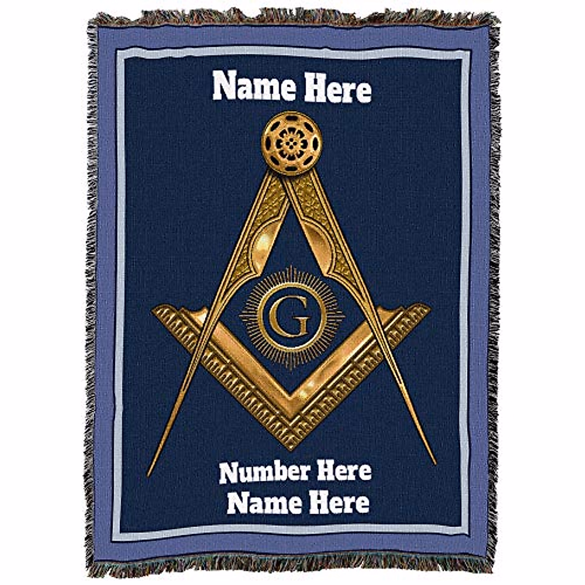 Pure Country Weavers Masonic Gold Square and Compass Blanket - Personalized - Custom Gift Tapestry Throw Woven from Cotton - Made in The USA (72x54)