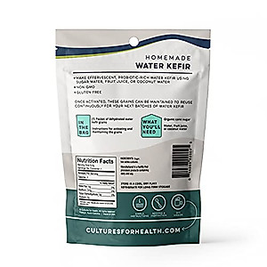 Cultures for Health Water Kefir Grains | DIY Fermented Probiotic Drink Powder for Stronger Gut Health | Heirloom Starter Makes Limitless Supply | Non-GMO Dairy Free Vegan Sparkling Water with Enzymes