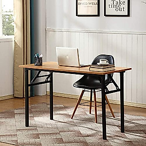 Need Office Computer Desk - 47.2L Sturdy and Heavy Duty Folding Laptop Table,Writing Table/Home Office Desk/Sewing Table,No Assembly Required (Teak Color) AC5BB12060