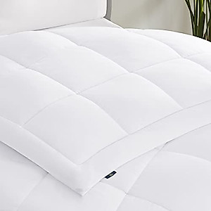 Serta ComfortSure Down Alternative Comforter, Soft Box Stitched Duvet Insert, Quilted Queen Comforter with 4 Corner Tabs, All Season Bedding, White