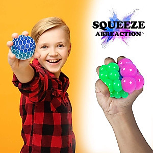 Squishy Balls 12 PCS Stress Balls Fidget Toys for Kids Adults with Exclusive Mesh Color Changing Stress Balls,Anti-Anxiety Toys, Relieve Pressure Balls Sensory Toys,Stress Relief Ball for Kids
