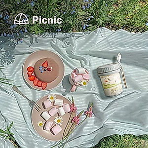 Suli Overnight Oats Container with Lid and Spoon, Recipe, 16 oz Glass Overnight Oats Jars, Wide Mouth Airtight Mason Jars, Milk Vegetable and Fruit Salad Storage with Measurement Marks (Grey)