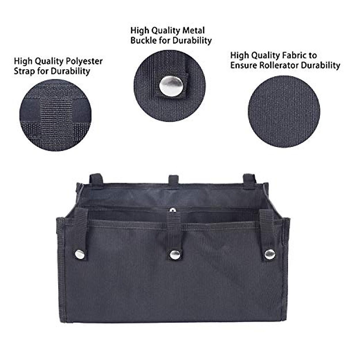 AROUY Walker Bag Under Seat for Four Wheel Rollator, Rollator Bag Tote Organizer Pouch Storage to Walkers for Senoirs, Walker Accessories (Black, M)