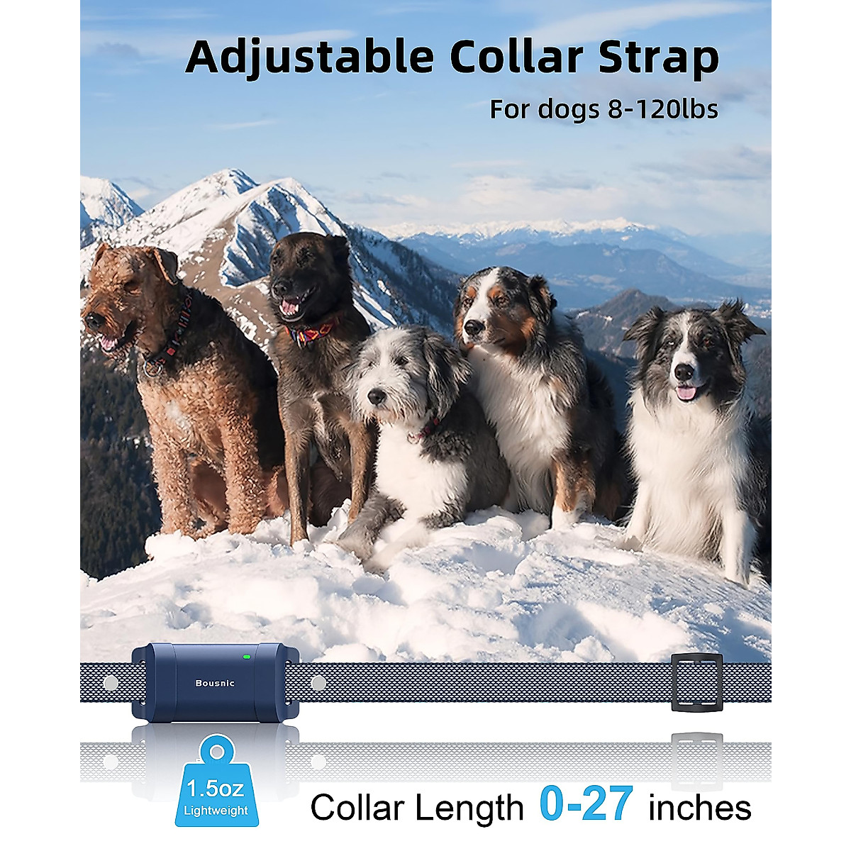 Bousnic Dog Shock Collar with Remote - [New Edition] 4000FT Dog Training Collar for Large Medium Small Dogs (8-120lbs) Rechargeable E Collar with Beep, Vibration, Safe Shock