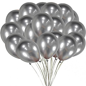 XIKSXITN Metallic Silver Balloons Small Mini Metallic Balloons Helium Balloons for Party Decorative, Pack of 100