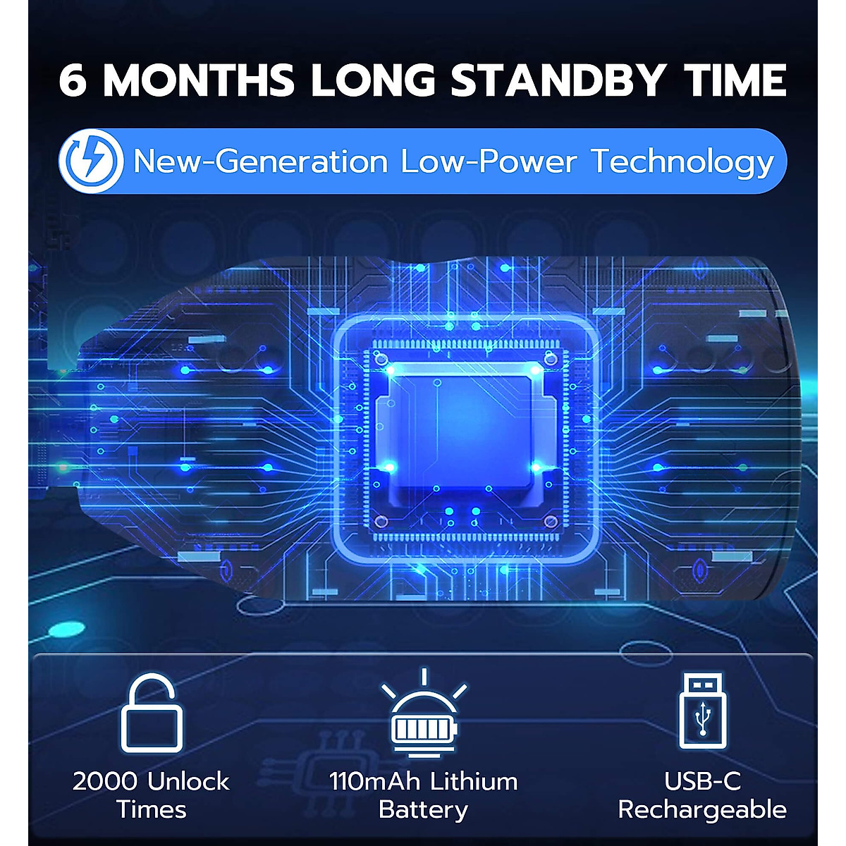 eLinkSmart Fingerprint Cable Lock, 4.9FT Long Heavy Duty Anti Theft Bike Lock, Weatherproof Keyless Electronic Digital Biometric Bluetooth Smart Lock for Bicycle Scooter Lawnmower Skateboard - Black