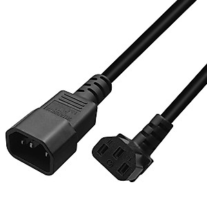 Toptekits IEC 320 90 Degree C13 3-Pin Female to C14 3-Pin Male PDU UPS Power Supply Extension Cord,IEC C14 to C13 Power Cable PDU UPS Plug/Socket UP 90 Degree Wall-Mounted LCD TV(0.33ft/10cm)