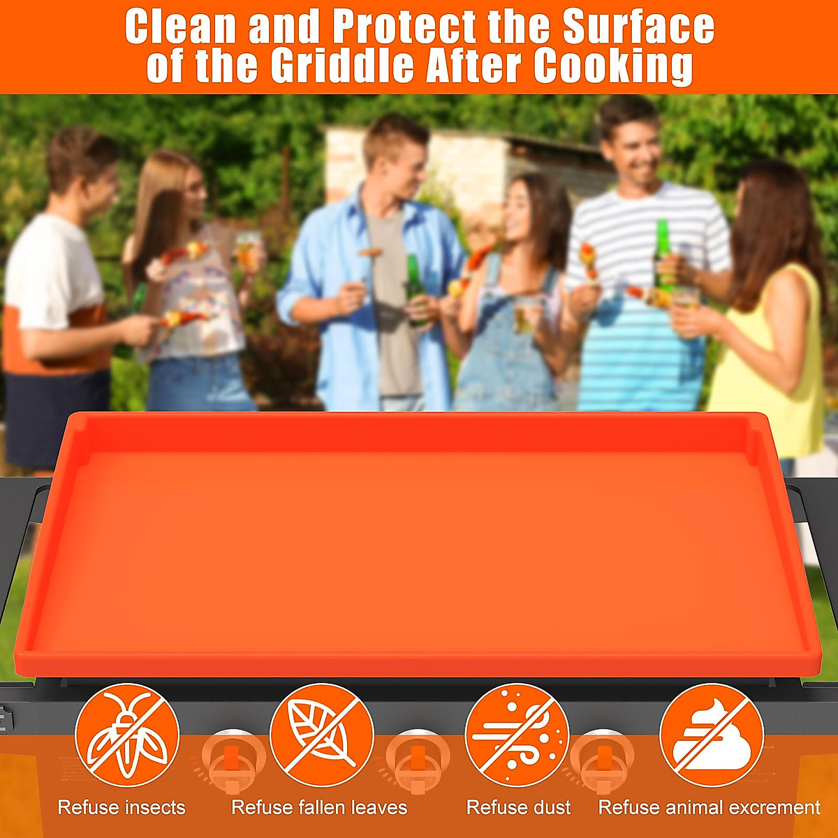 Silicone Griddle Mat Cover for Blackstone - 28 Inch True All-Encompassing Coverage Heavy Duty Food Grade Grill Buddy Mat, All Season Cooking Surface Protective Cover