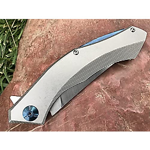 TACTICAL GEARZ Pocket Knife for EDC! Stonewashed Stainless Steel Handle! D2 Steel Blade! Includes Sheath! (Triton S)