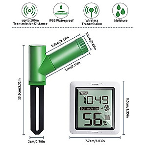 ECOWITT WH0291 Soil Moisture Tester Plant Soil Moisture Sensor Meter with Digital LCD Display