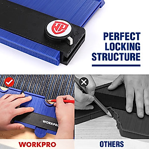 WORKPRO Connectable Contour Gauge (10+10 Inch), Profile Duplicator with Lock, Precisely Copy Irregular Shape, Gift for Father, Husband, Outline Marking Tool for Woodworking Floor, Carpet, Tile Laying