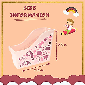 A1 Unlimited Back to School Essentials Bundle, (PEACH) Printed Design Pastel Pencil Cup Craft Caddy Interlocking Book Bin Perfect Storage Organizer Holder for Home Office Classroom with Bonus Item