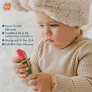 Razbaby RaZberry Baby Teether & Toothbrush, BerryBumps Soothe and Massage Sore Gums, Perfectly Sized, 1 Oz